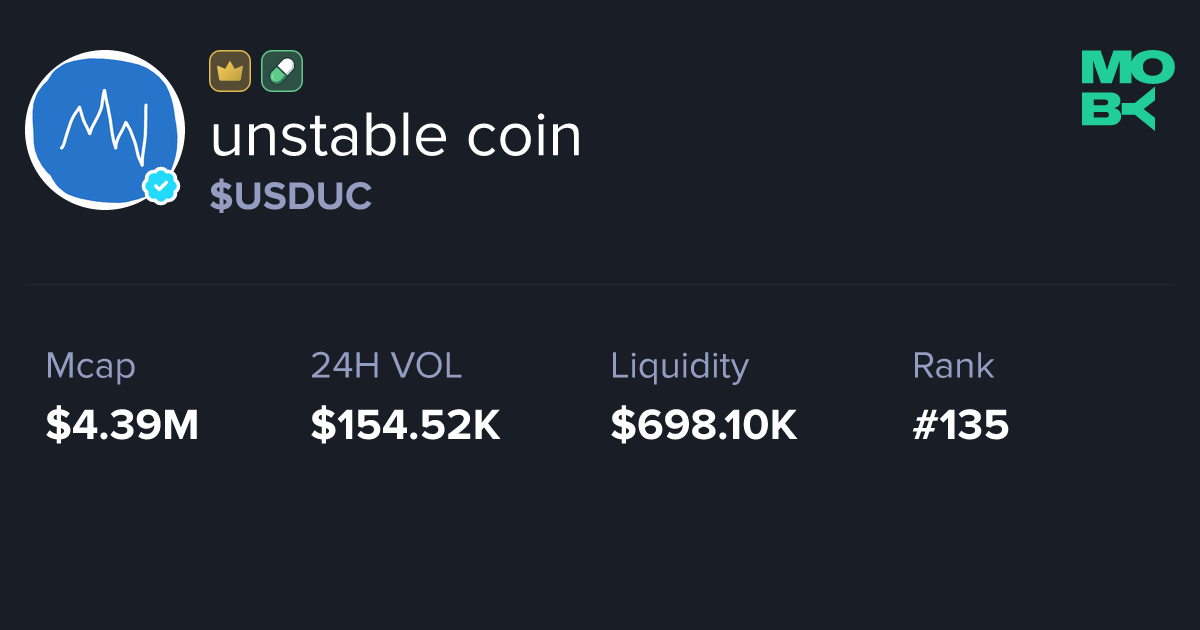unstable coin (USDUC) at MobyScreener — Real-Time Token Radar & One-Tap ...