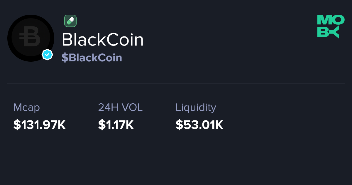 BlackCoin (BLACKCOIN) at MobyScreener — Real-Time Token Radar & One-Tap ...