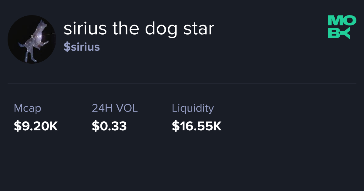 sirius the dog star (SIRIUS) at MobyScreener — Real-Time Token Radar ...