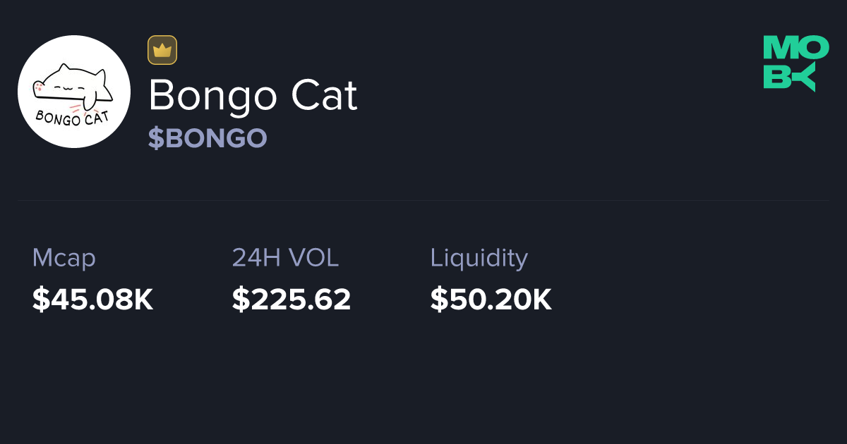 BONGO CAT (BONGO) at MobyScreener — Real-Time Token Radar & One-Tap Trading