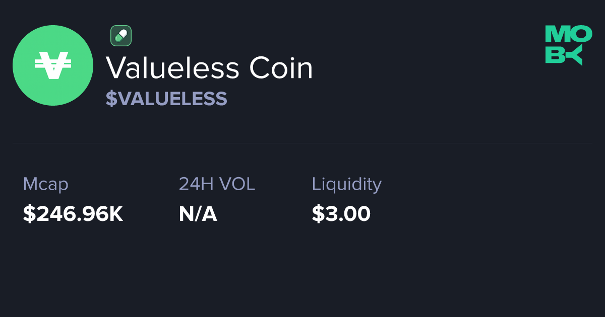 Valueless Coin (VALUELESS) at MobyScreener — Real-Time Token Radar ...