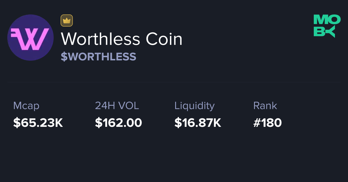 Worthless Coin (WORTHLESS) at MobyScreener — Real-Time Token Radar ...